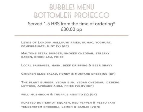Bubbles Menu Wares Finest Pub Restaurant