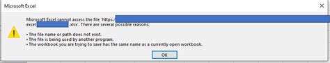 Error Excel Cannot Access The File Popped Out When Opening Excel