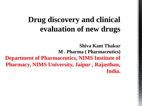 Pdf Drug Discovery And Clinical Evaluation Of New Drugs