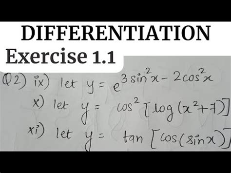 Question No Ix X And Xi Exercise Differentiation HSC Board Std Maharashtra Board