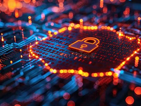 Digital Shield With Padlock And Data Lines Representing Advanced