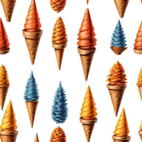 Premium Vector A Collection Of Ice Cream Cones With Different Colors