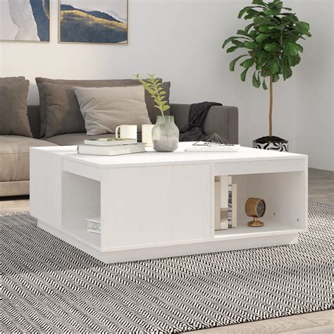 Table Basse Blanc 100x101x405 Cm Bois Massif De Pin Leroy Merlin