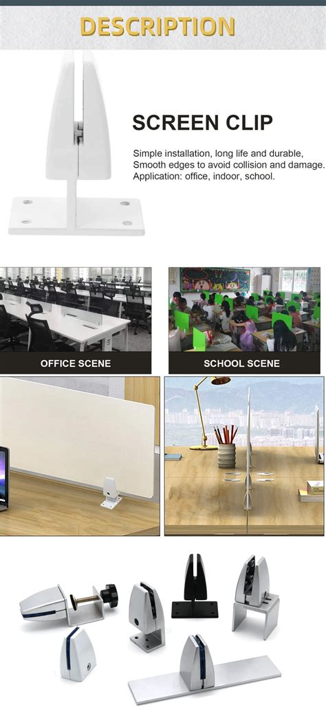 Office Aluminum Alloy Desktop Glass Acrylic Panel Screen Holder Bracket