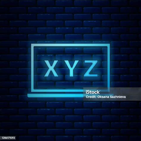벽돌 벽 배경에 고립 된 칠판 아이콘에 빛나는 네온 Xyz 좌표 시스템 그래프 통계 표시를 위한 Xyz 축입니다 벡터 0명에