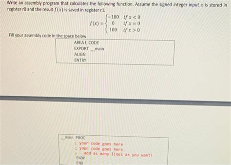Solved Write An Assembly Program That Calculates The