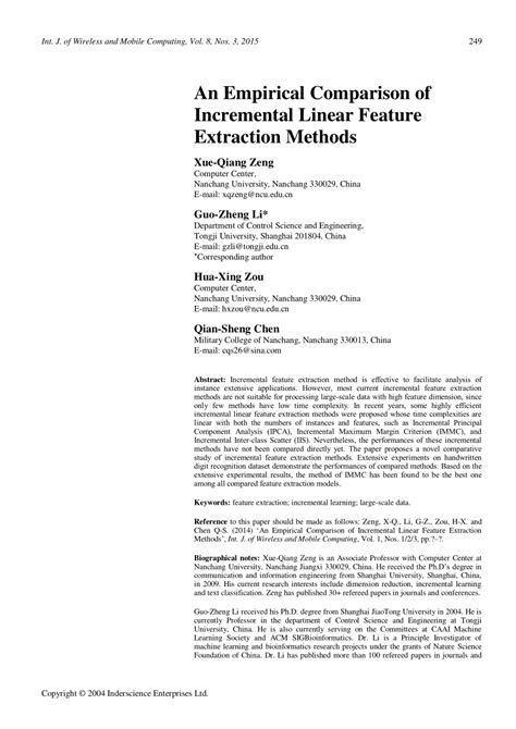 Pdf An Empirical Comparison Of Incremental Linear Feature Extraction Methods