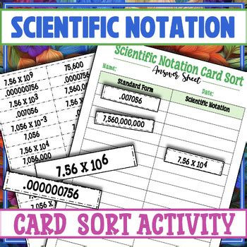Scientific Notation Card Sort Activity By Math Garden TPT