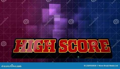 Illustration Of High Score Text With Grid Pattern Over Square Shapes