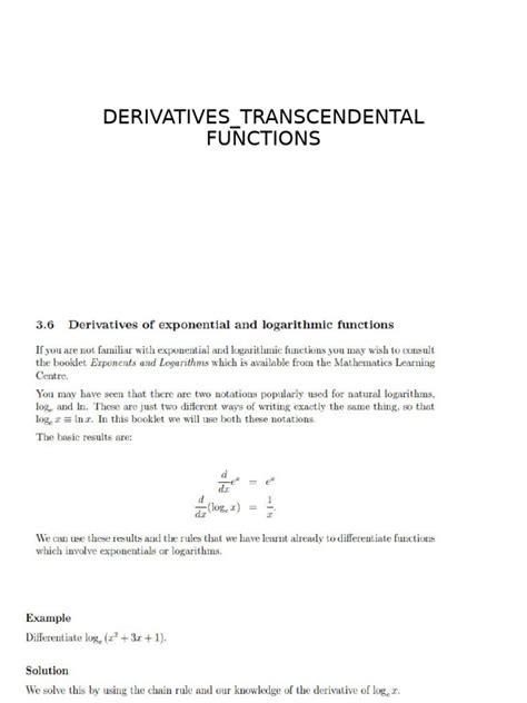 Module 3 Derivatives Of Transcendental Functions1 Pdf