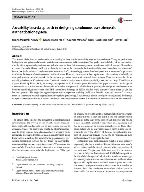 Pdf A Usability Based Approach To Designing Continuous User Biometric Authentication System