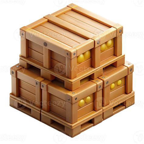 Stacked Wooden Crates 3d Illustration 54195620 Png