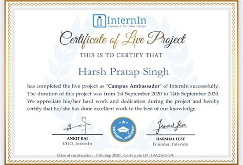 Harsh Pratap Singh On Linkedin Successfully Completed Live Project Internship At Internin