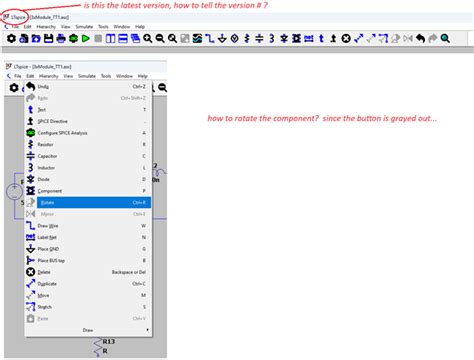 LTspice Rotate Component Unavailable Grayed Out Q A LTspice EngineerZone