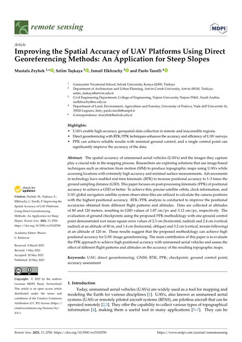 Pdf Improving The Spatial Accuracy Of Uav Platforms Using Direct Georeferencing Methods An