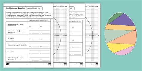 Eighth Grade Colorful Spring Egg Graphing Linear Equations Worksheet
