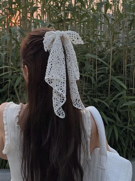 모노플로르 크로쉐 스카프 헤어 스크런치 레이스 롱 곱창밴드 머리끈