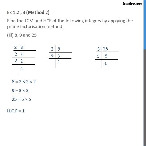 Ex 1 2 3 Find LCM HCF Using Prime Factorisation I 12 15 21