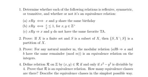 Solved 1 Determine Whether Each Of The Following Relations