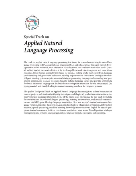 Applied Natural Language Processing Special Track On