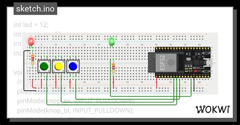 Led Met Or 3 Knoppen Wokwi Esp32 Stm32 Arduino Simulator