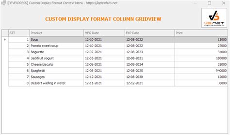 Devexpress Thêm Menu Custom Display Format Cho Từng Grid Column Trên