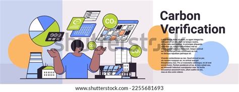 Carbon Verification Concept Businessman Using Search Stock Vector Royalty Free 2255681693