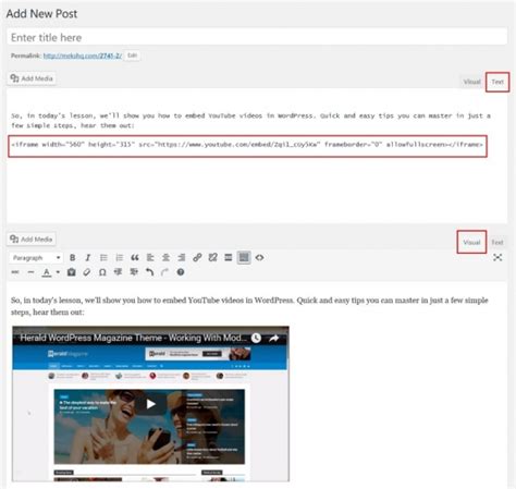 How To Embed YouTube Video In WordPress Meks