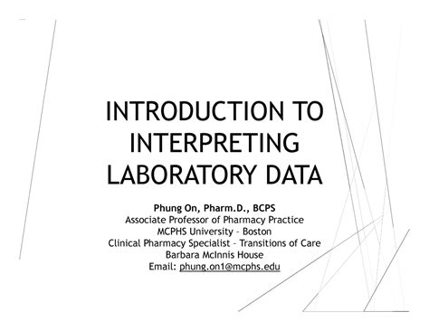 Intro To Lab Data Babe 1 Slide Pp INTRODUCTION TO INTERPRETING LABORATORY DATA Phung On