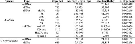 Annotation Of Non Coding Rna Genes In The A Altilis And A Download Scientific Diagram