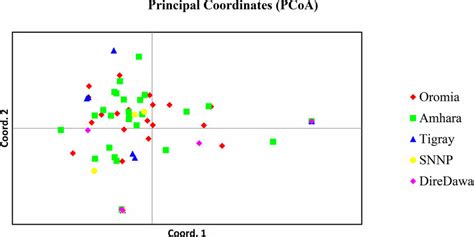 principal coordinate analysis of 80 sorghum accessions using 11 ssr
