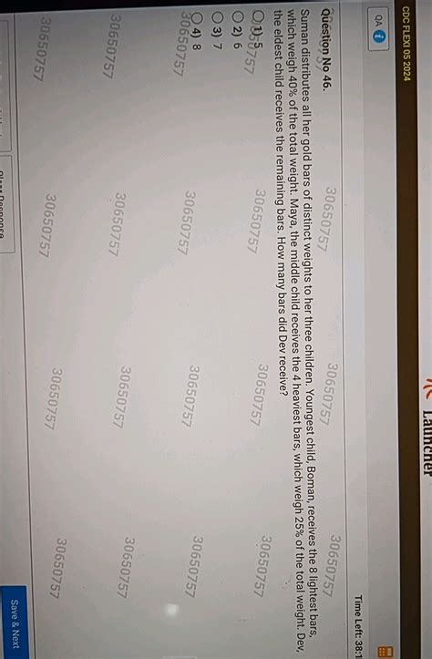 CDC FLEXI 052024 Time Left 38 1 Question No StudyX