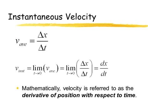 Instantaneous Speed Equation Distance Displacement Average Speed