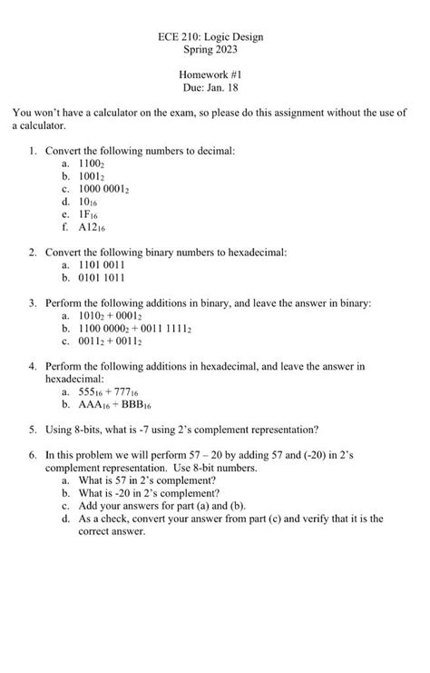 Solved ECE Logic Design Spring Homework Due Chegg