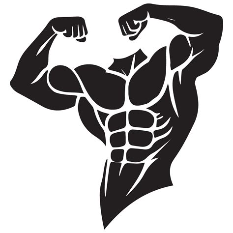 Silhouette Bodybuilder With Abs Posing Muscular Body Design Art