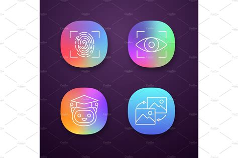 Machine Learning App Icons Set Outline Icons ~ Creative Market