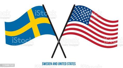 스웨덴과 미국 국기교차 플랫 스타일을 흔들고 공식 비율 올바른 색상 미국 국기에 대한 스톡 벡터 아트 및 기타 이미지 미국 국기 스웨덴 Friends Of The