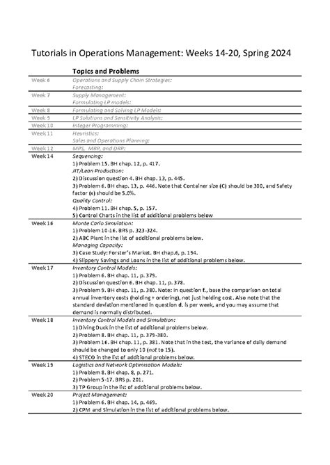 Om Tutorials Part 2 Copy Tutorials In Operations Management Weeks