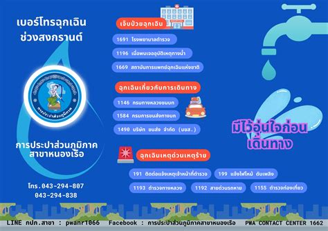 การประปาส่วนภูมิภาคสาขาหนองเรือ รวมเบอร์ฉุกเฉิน มีไว้อุ่นใจก่อนเดินทางช่วงเทศกาลสงกรานต์ ไม่