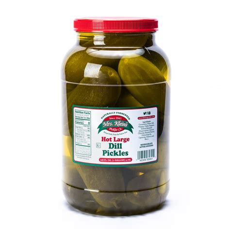 Large Hot Dill Pickles 1 Gal Mrs Kleins Pickle Co