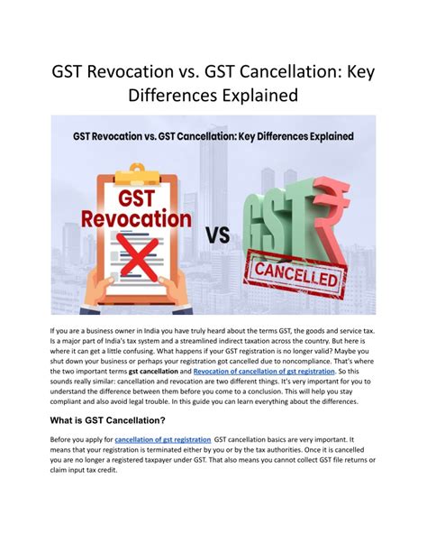Ppt Gst Revocation Vs Gst Cancellation Key Differences Explained Powerpoint Presentation