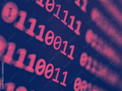 binary computer code with grid of pink 1s and 0s displayed on a blue