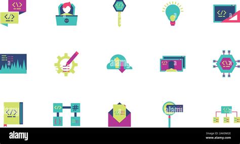 Website Code Icon Set Design Programming Web Designer Technology