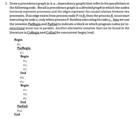 Solved 2 Draw A Precedence Graph Aka Dependency Graph That