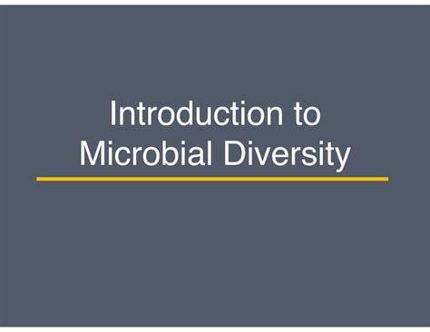 Microbial Diversity Part 1 Introduction To Diversity Pdf