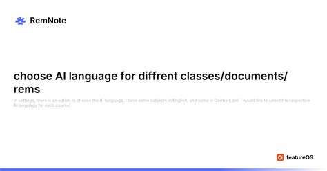 Choose AI Language For Diffrent Classes Documents Rems RemNote
