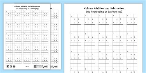 2 Digit Column Addition And Subtraction Worksheet Twinkl