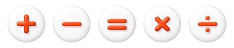 Premium Vector Math 3d Icons Set Orange Arithmetic Signs On White Buttons Vector Illustration