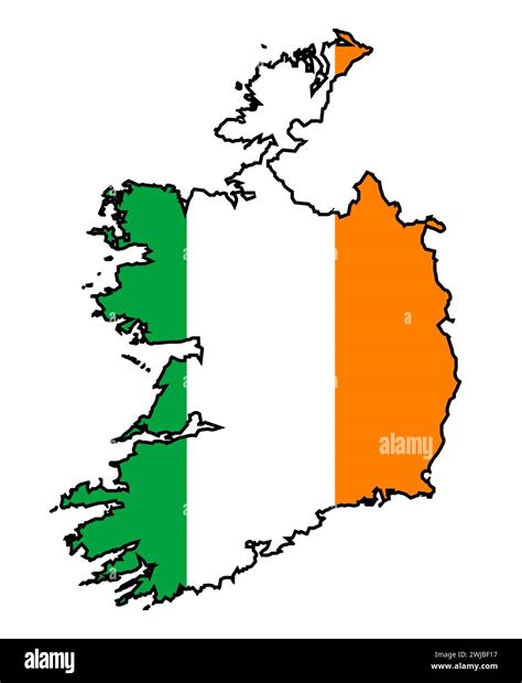 A Silhouette Map Of Eire Or Southern Ireland Over The National Flag
