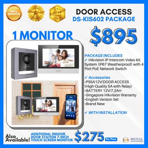 Hikvision IP Intercom Video Kit System Inch Colorful TFT Screen Built In Loudspeaker